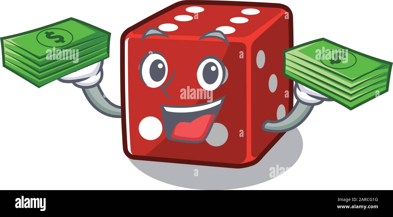 happy rich dice character with money on hands Stock Vector Image & Art ...