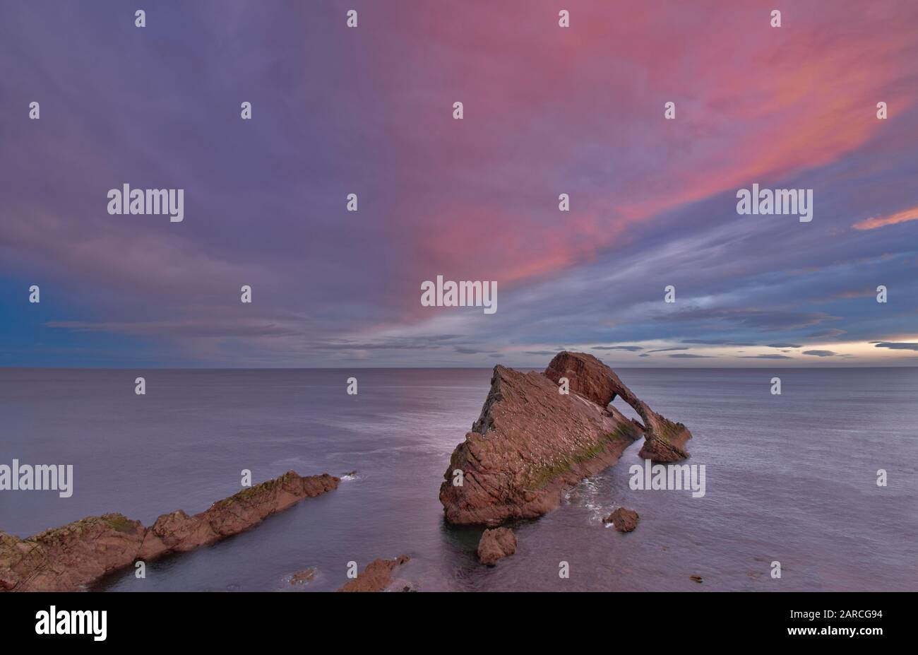 BOW FIDDLE ROCK PORTKNOCKIE MORAY FIRTH SCOTLAND JANUARY EARLY MORNING ...