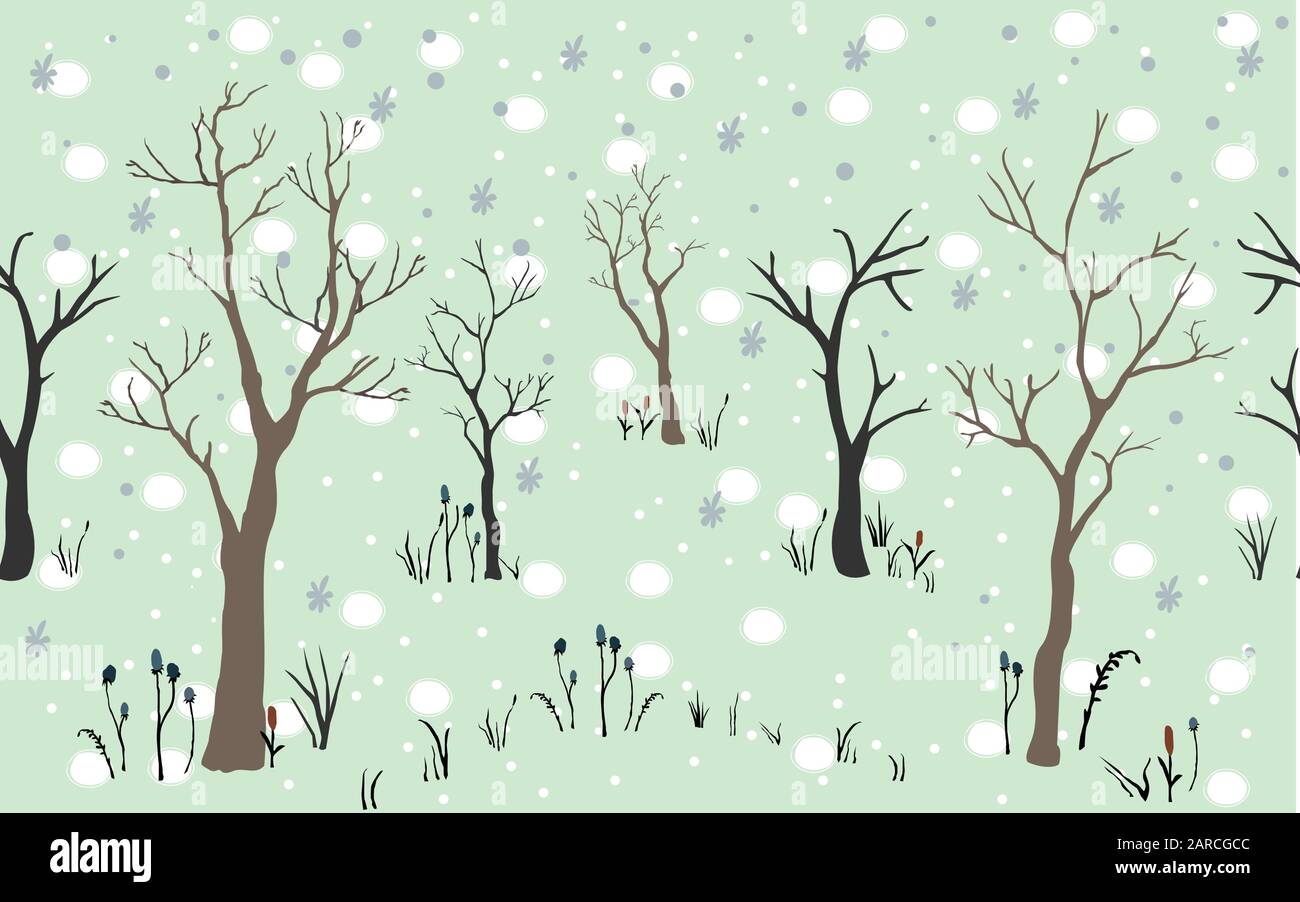 Seamless Pattern with beautiful trees. Vector Illustration Stock Vector ...