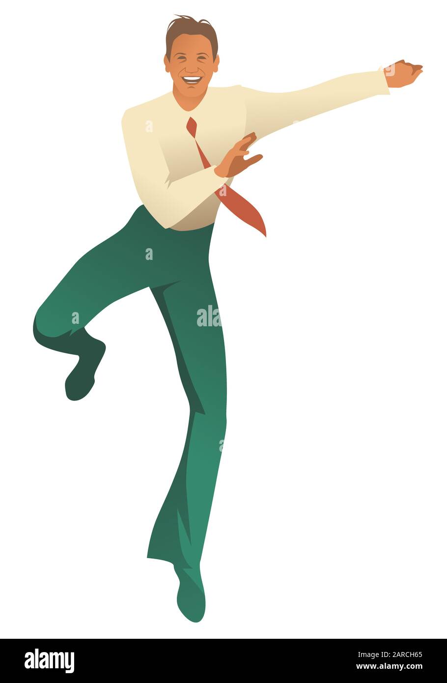 Elegant man wearing vintage style clothes dancing retro dance isolated ...