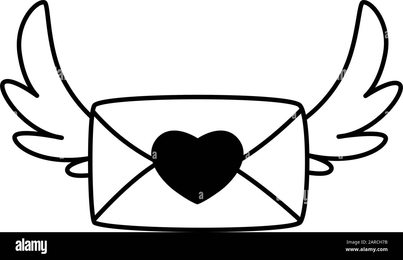 envelope with wings in white background vector illustration design ...