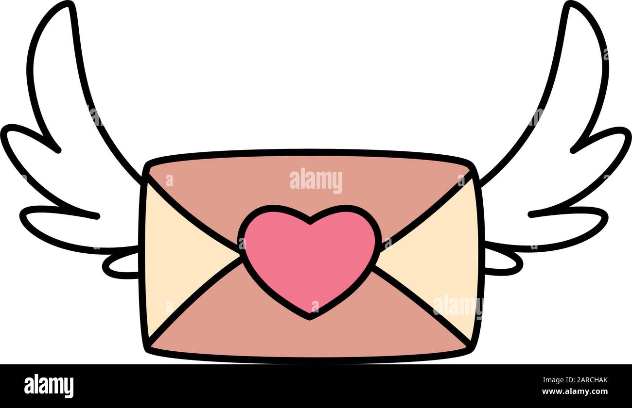 envelope with wings in white background vector illustration design ...