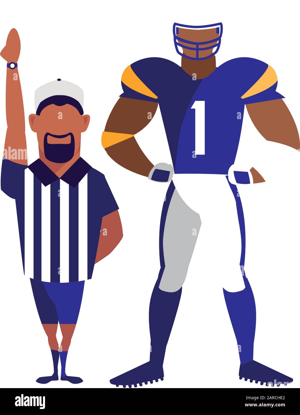 referee and player american football on white background vector ...