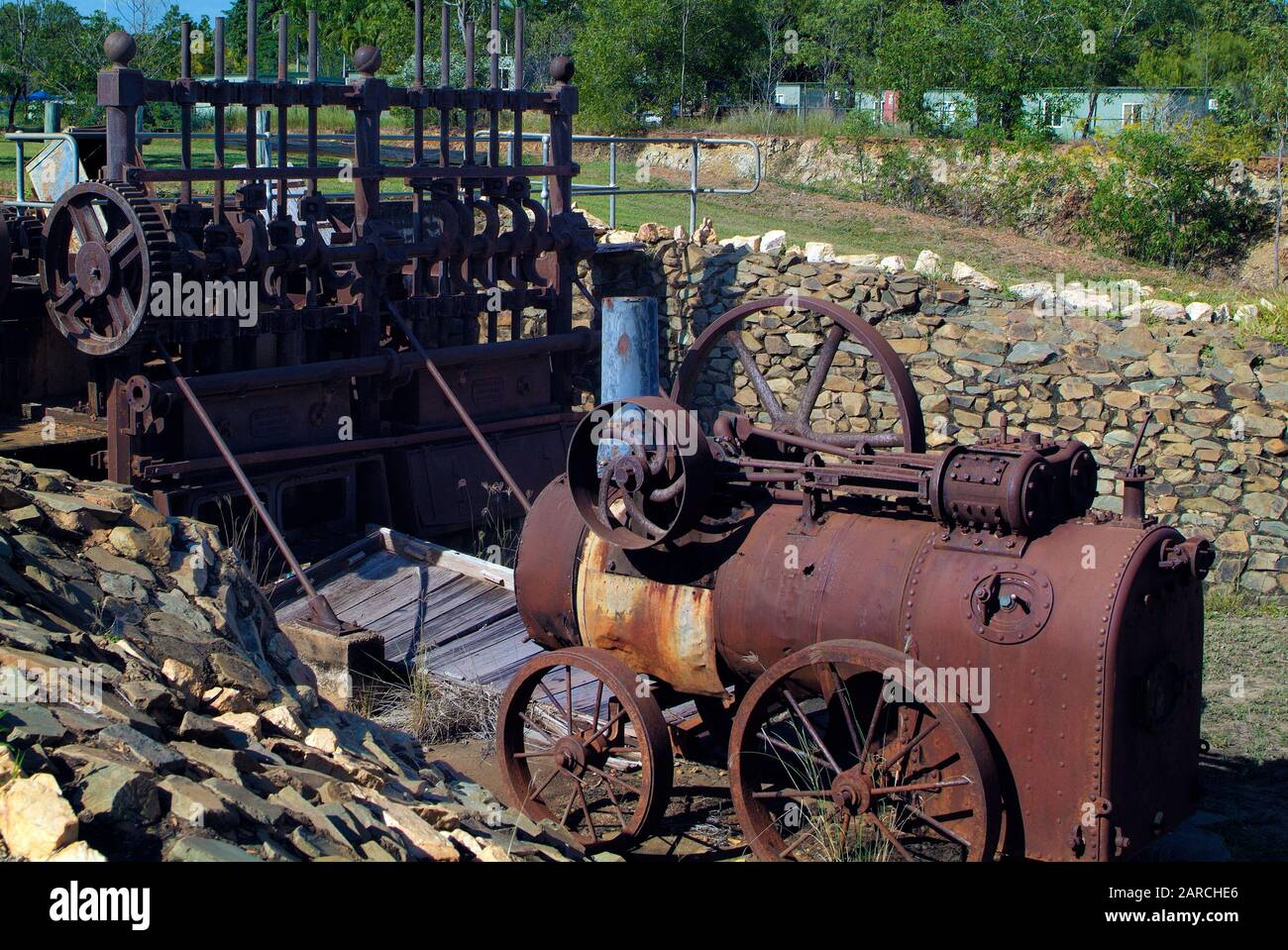 Australia, public old mining equipment exhibition in Pine Creek ...
