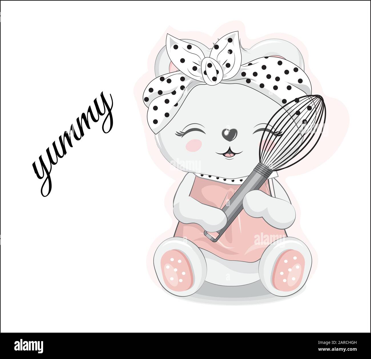 cook Teddy bear with Shake. yummy. Picture in hand drawing cartoon ...