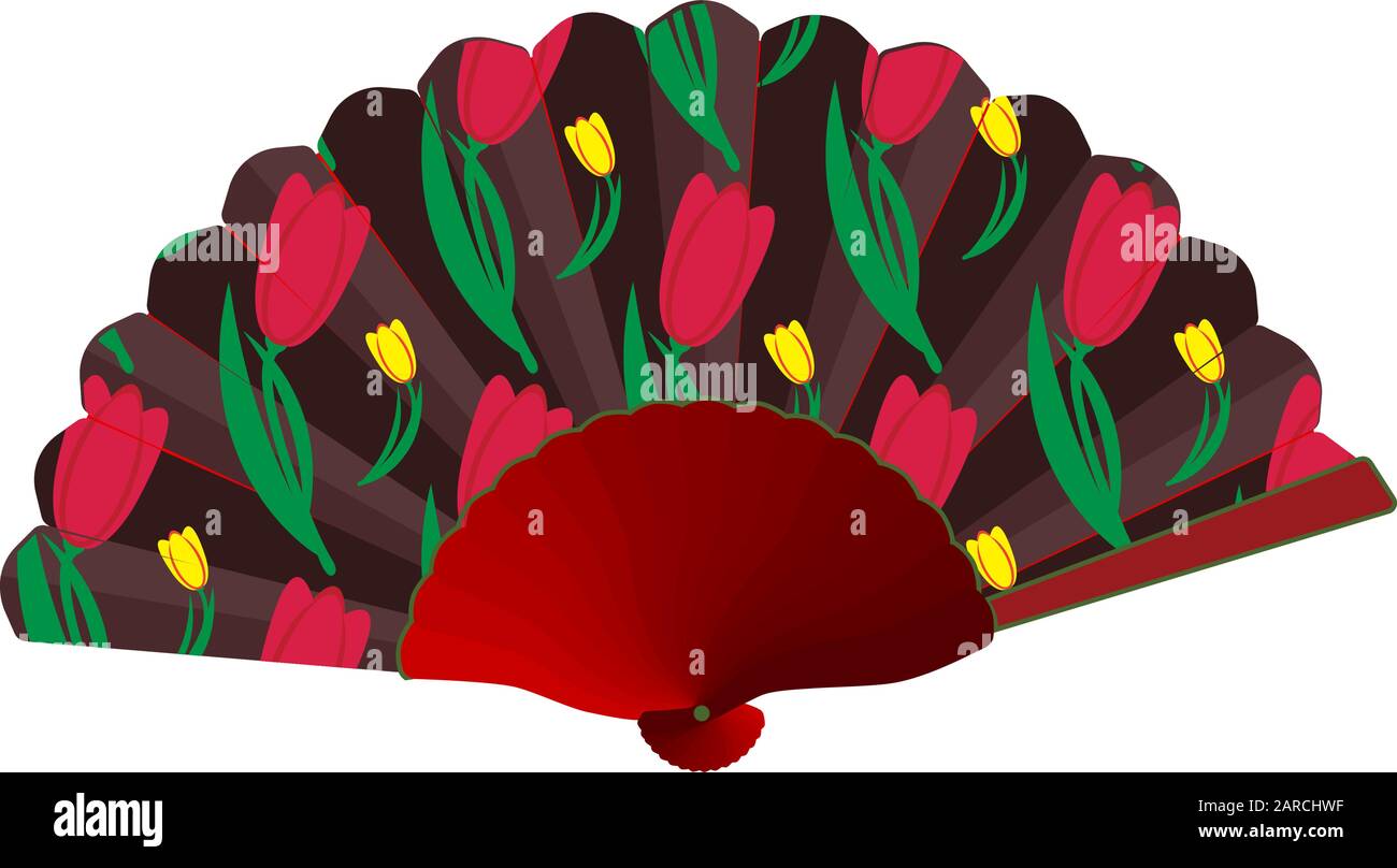 Spring tulip folding fan, vector isolated illustration Stock Vector ...