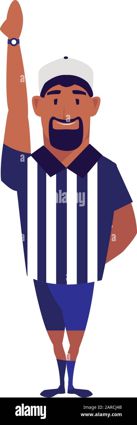 american football referee with his hand up on white background vector ...