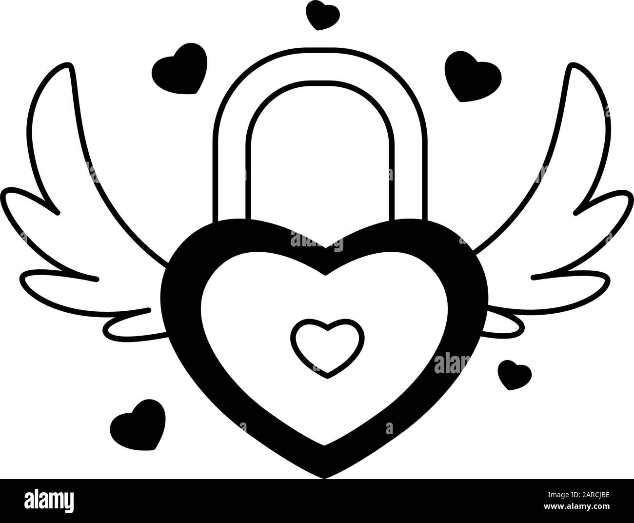heart shaped security padlock with wings on white background vector ...