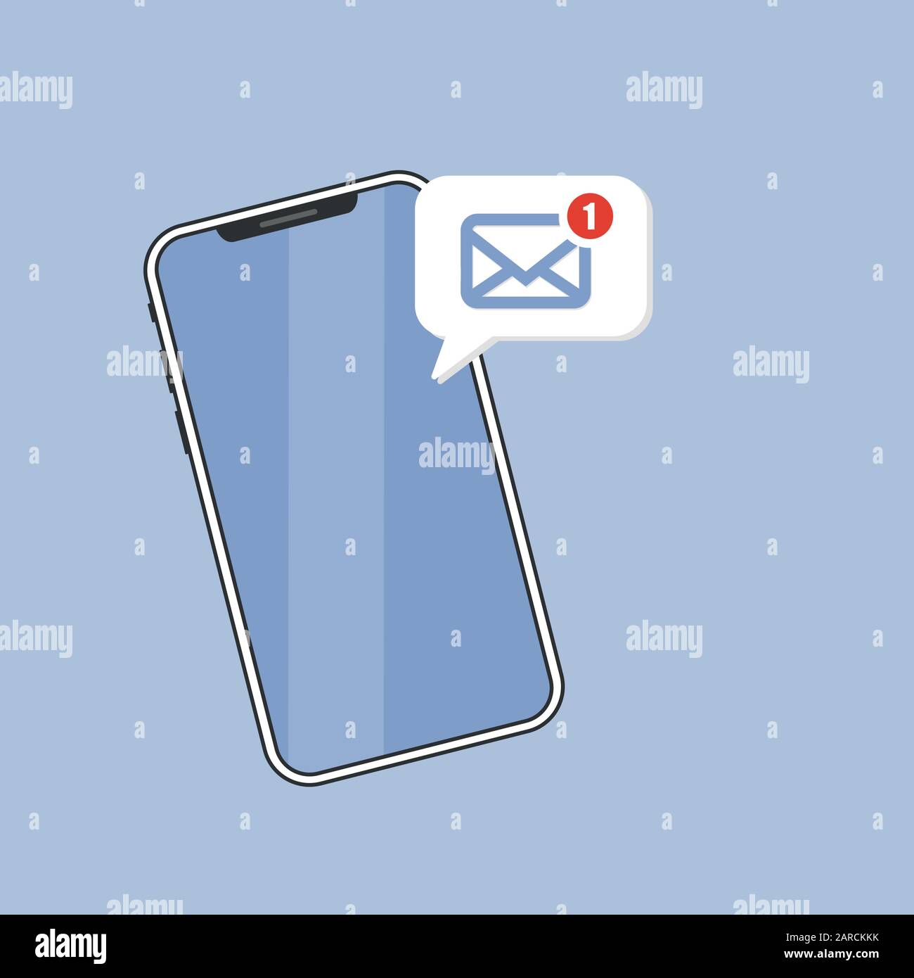 Unread Email Notification New Message On The Smartphone Screen Vector