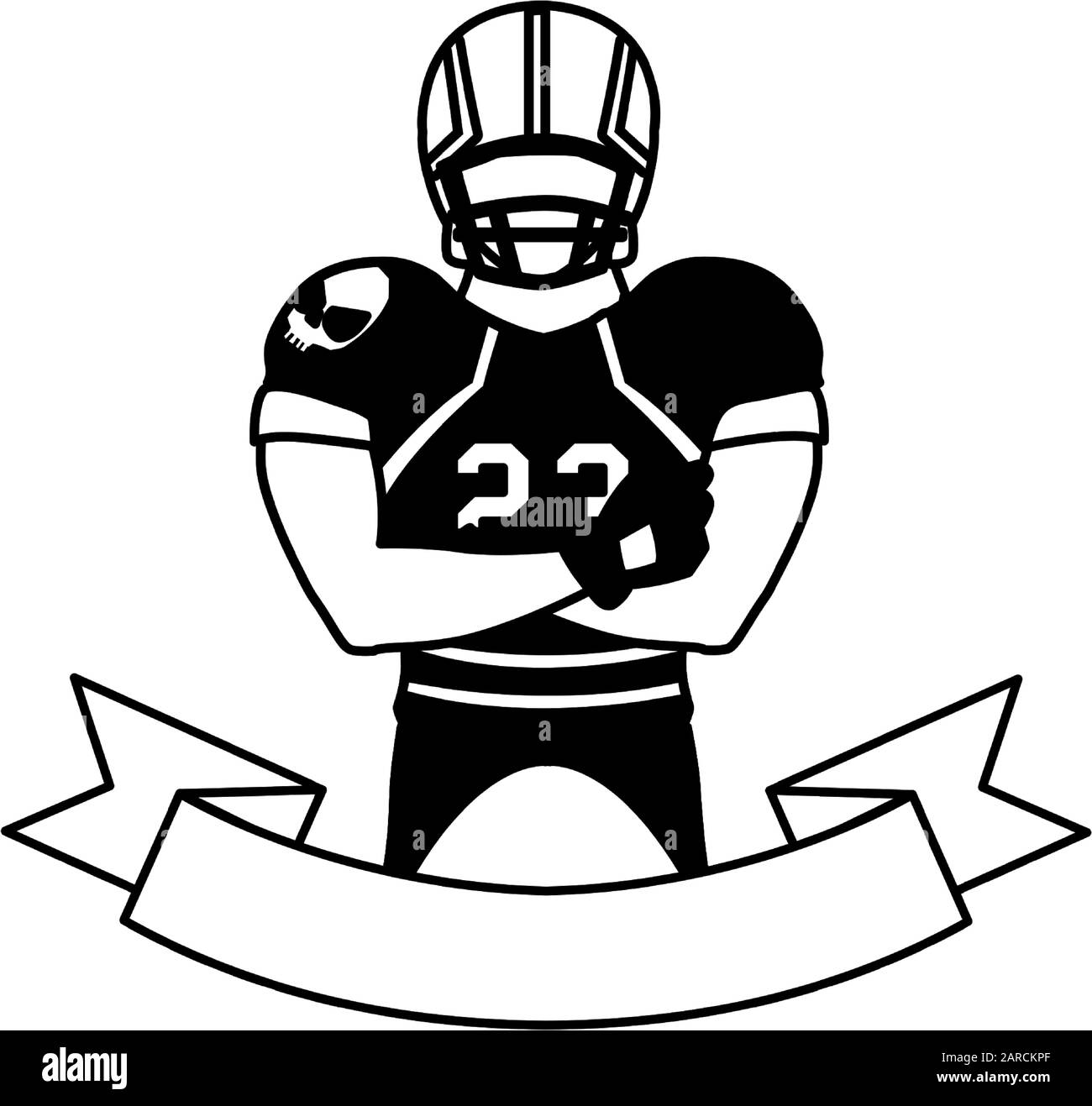 man player american football with ribbon on white background vector ...