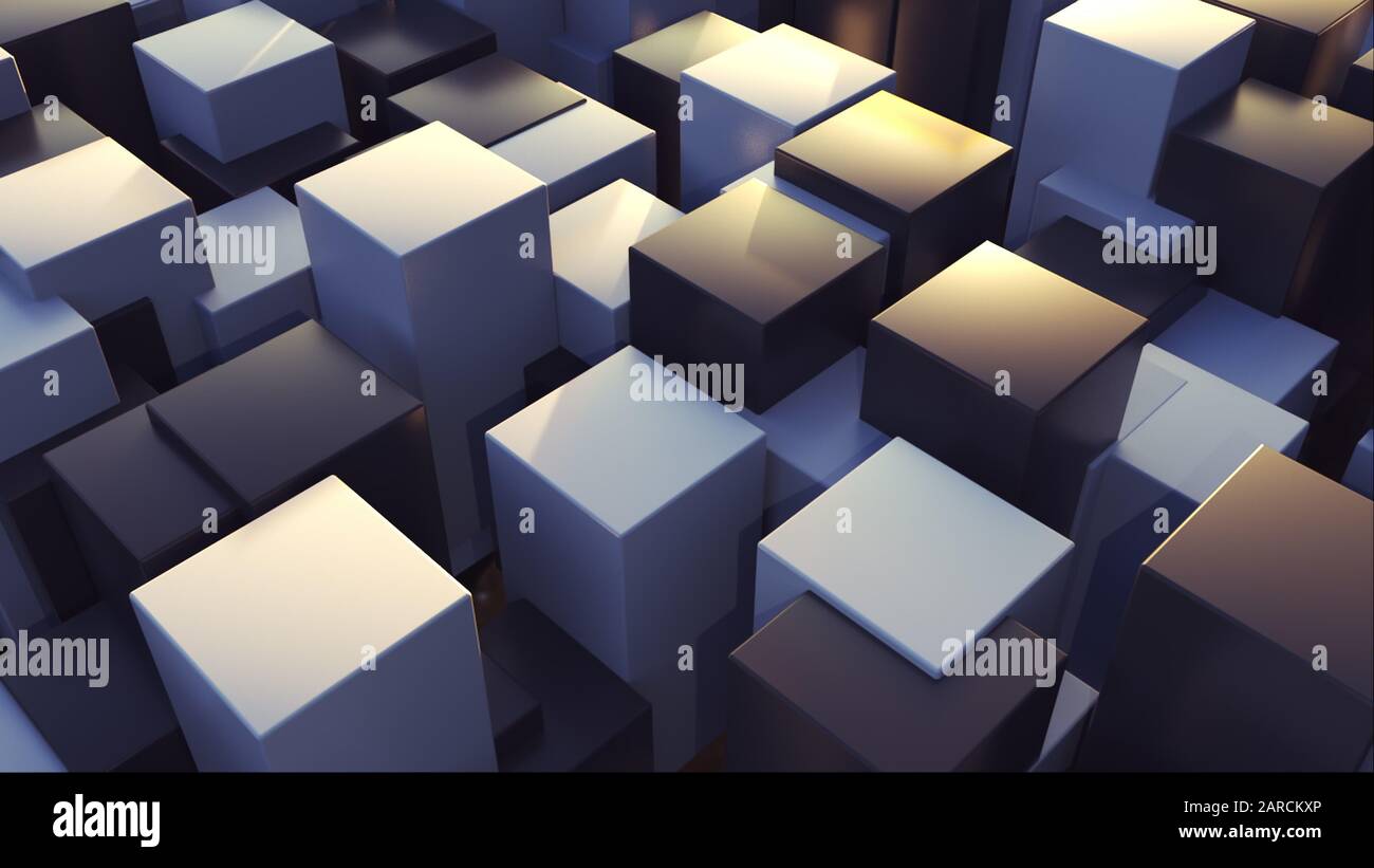 3d rendering geometric background. Transformation of rectangle elements ...