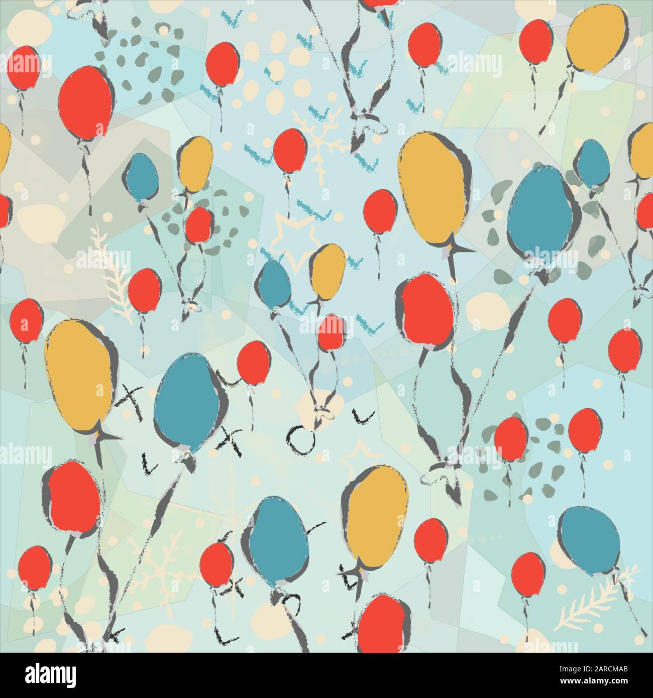 Seamless Cute Pattern with colorful air Balloons. Scandinavian Style ...
