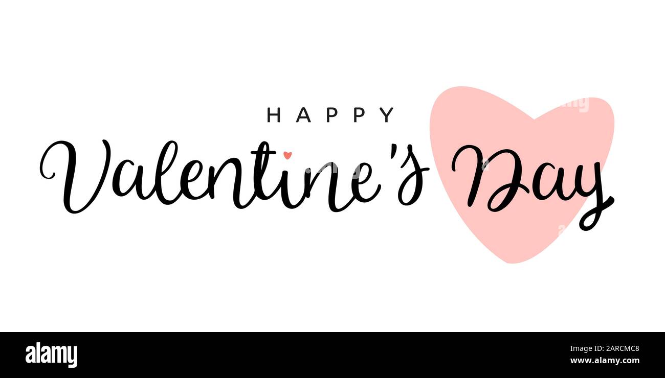Valentine's Day text hand drawn lettering isolated on white background ...