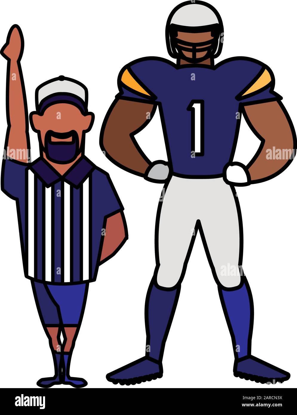 referee and player american football on white background vector ...