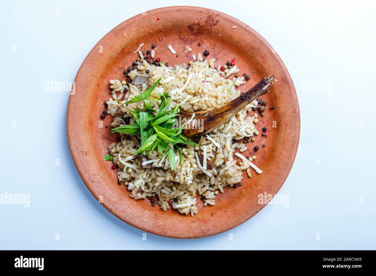 Mutton rice on white plate hi-res stock photography and images - Alamy
