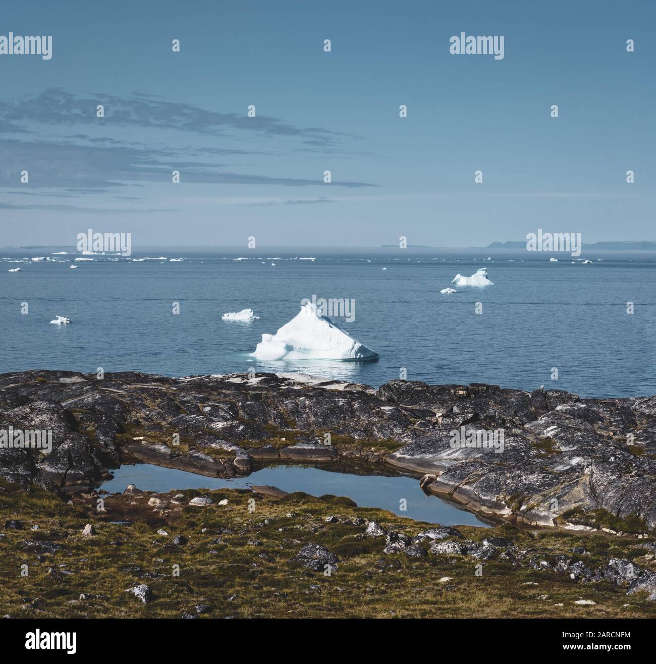 Magical arcticlandscape by Arctic Ocean in Greenland. Icebergs swimming ...