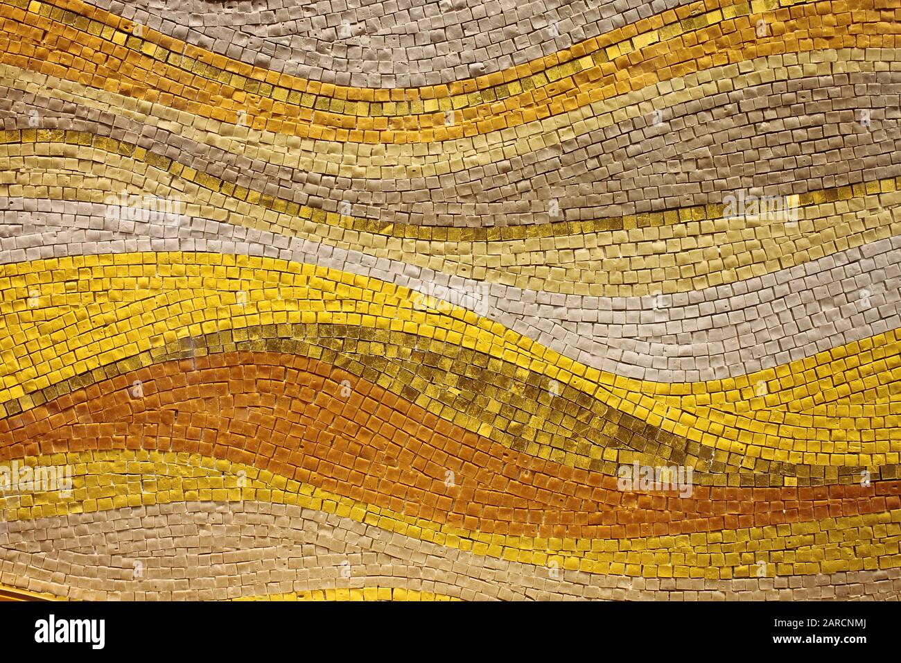 Waves style mosaic background with orange tiles Stock Photo - Alamy