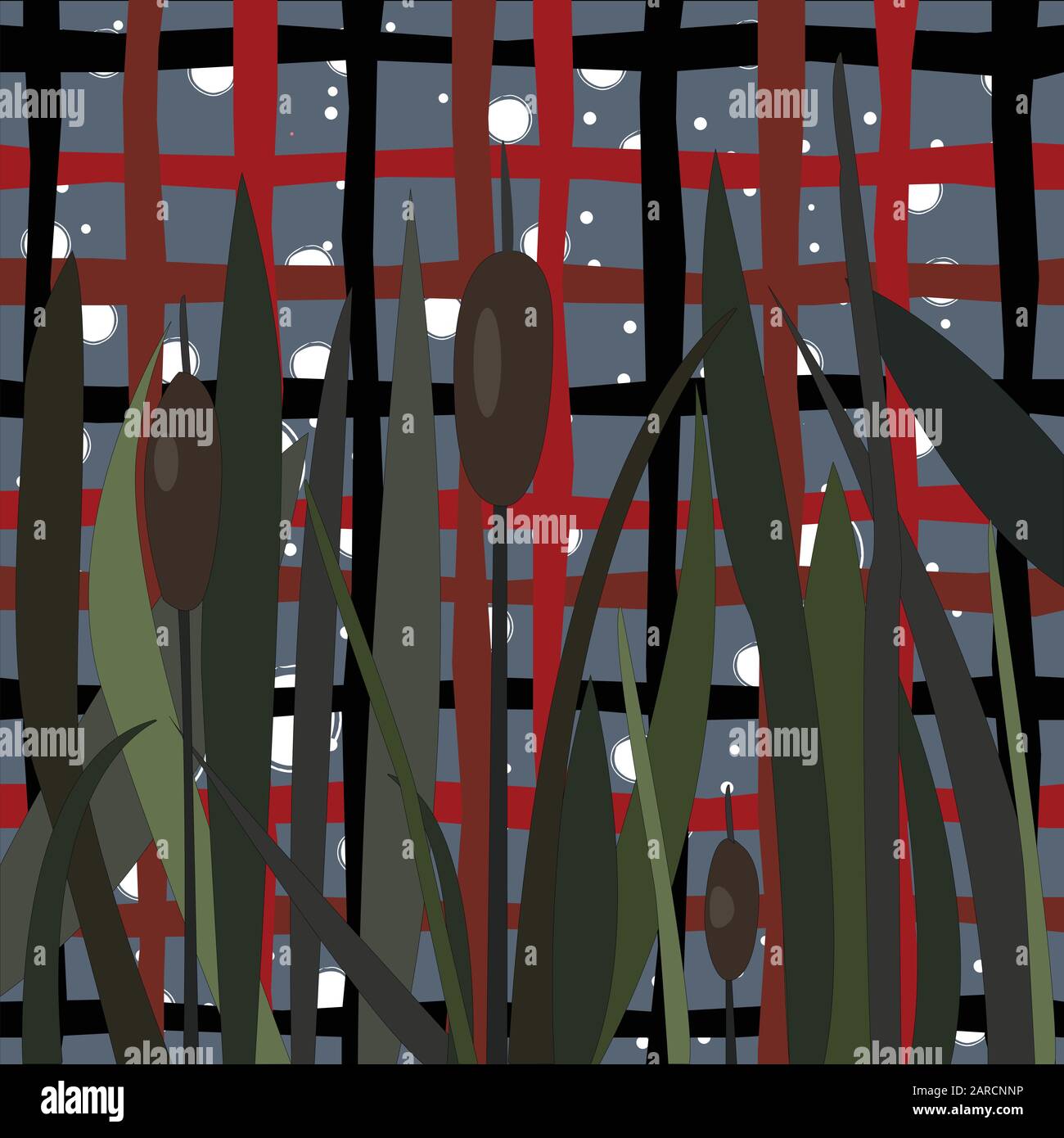 Bush of Swamp Reed on a Lake. vector Illustration Stock Vector Image ...