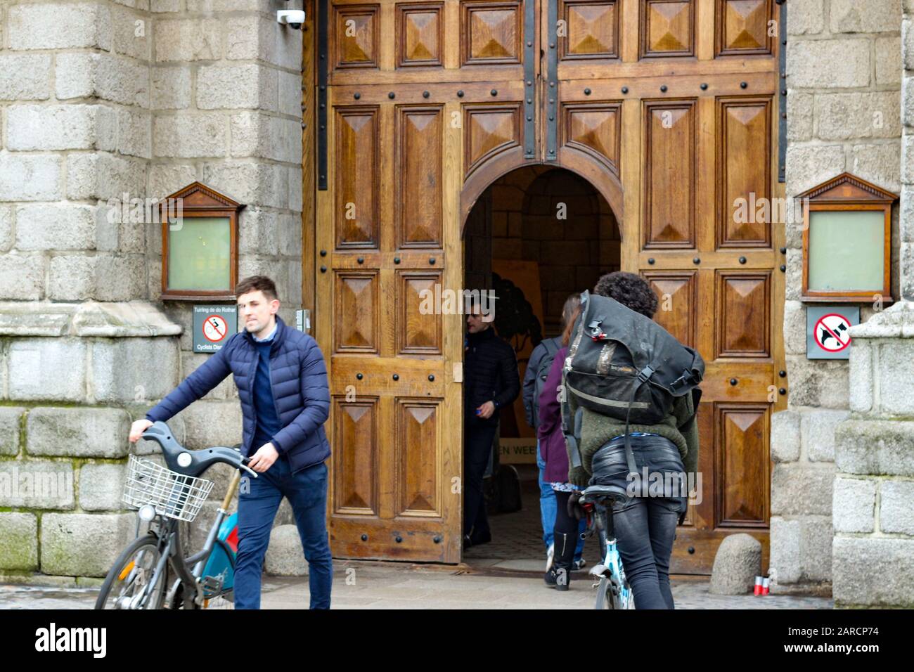 Dublin Ireland, February 18 2018: People entering the front door of ...