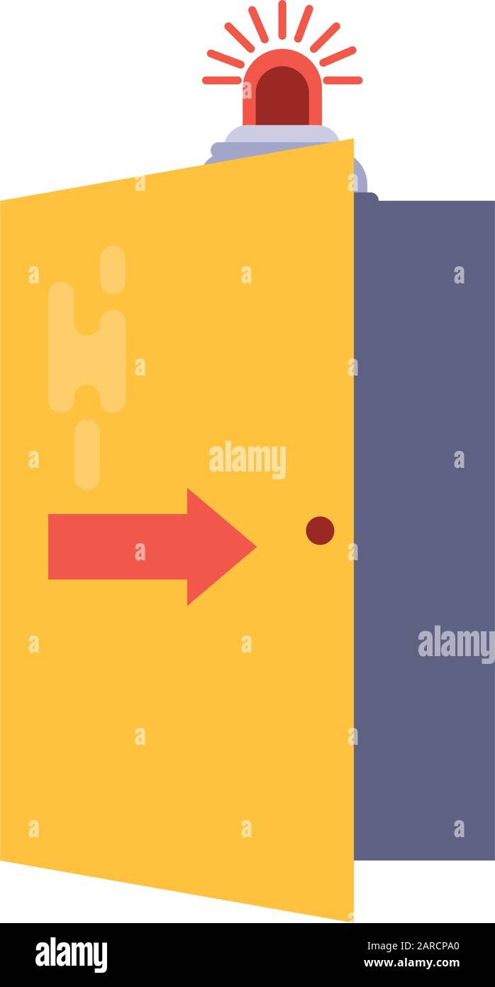 Exit door and alarm design, Emergency rescue save department 911 danger ...