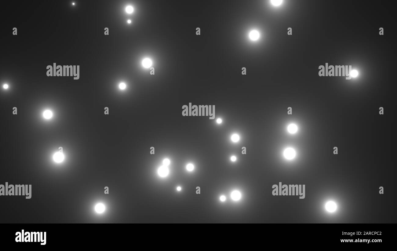 Many bright photo flashes with lights rays in darkness, 3d rendering ...