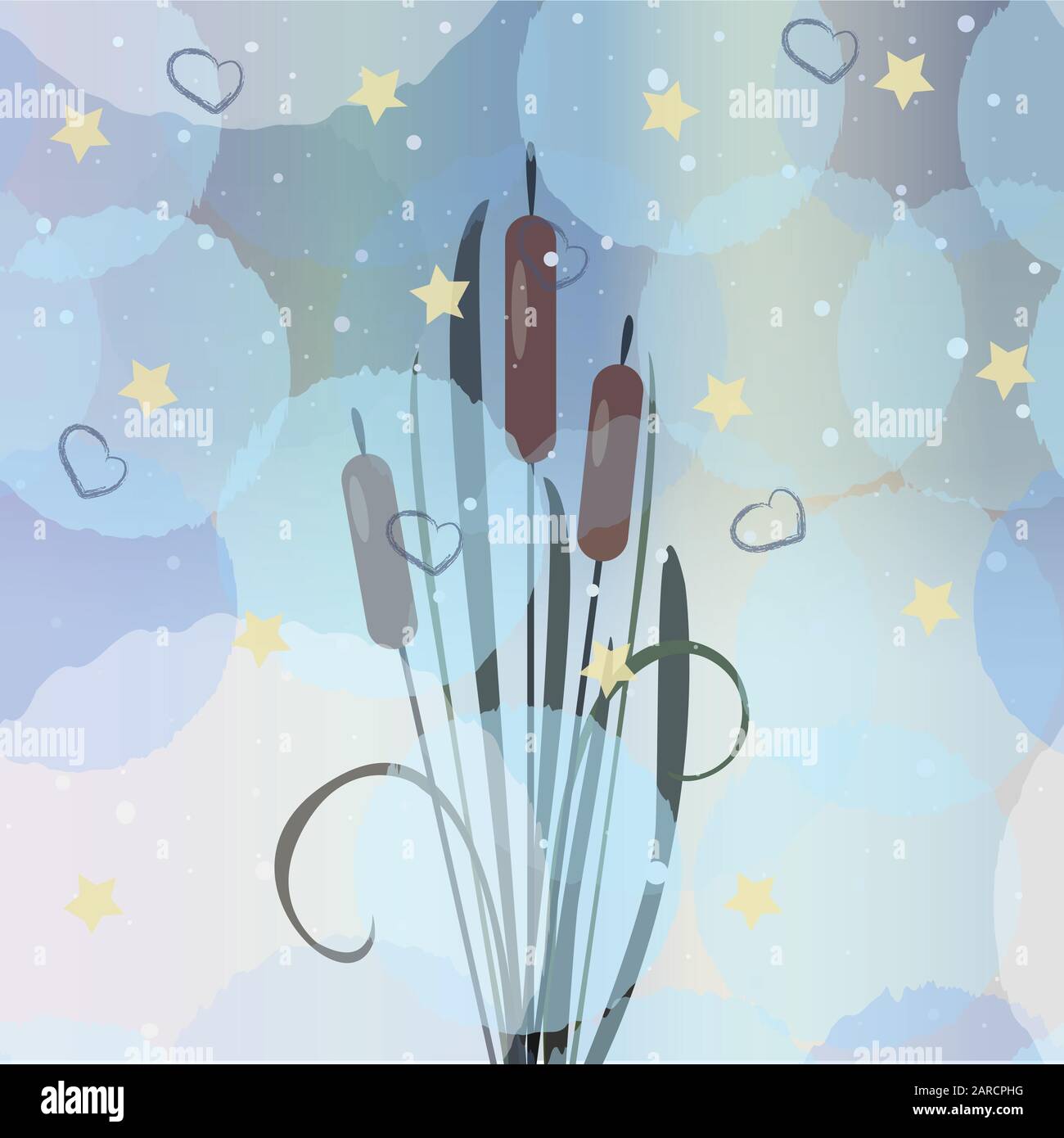 Silhouettes of Swamp Reed on Sunset. Vector Illustration Stock Vector ...