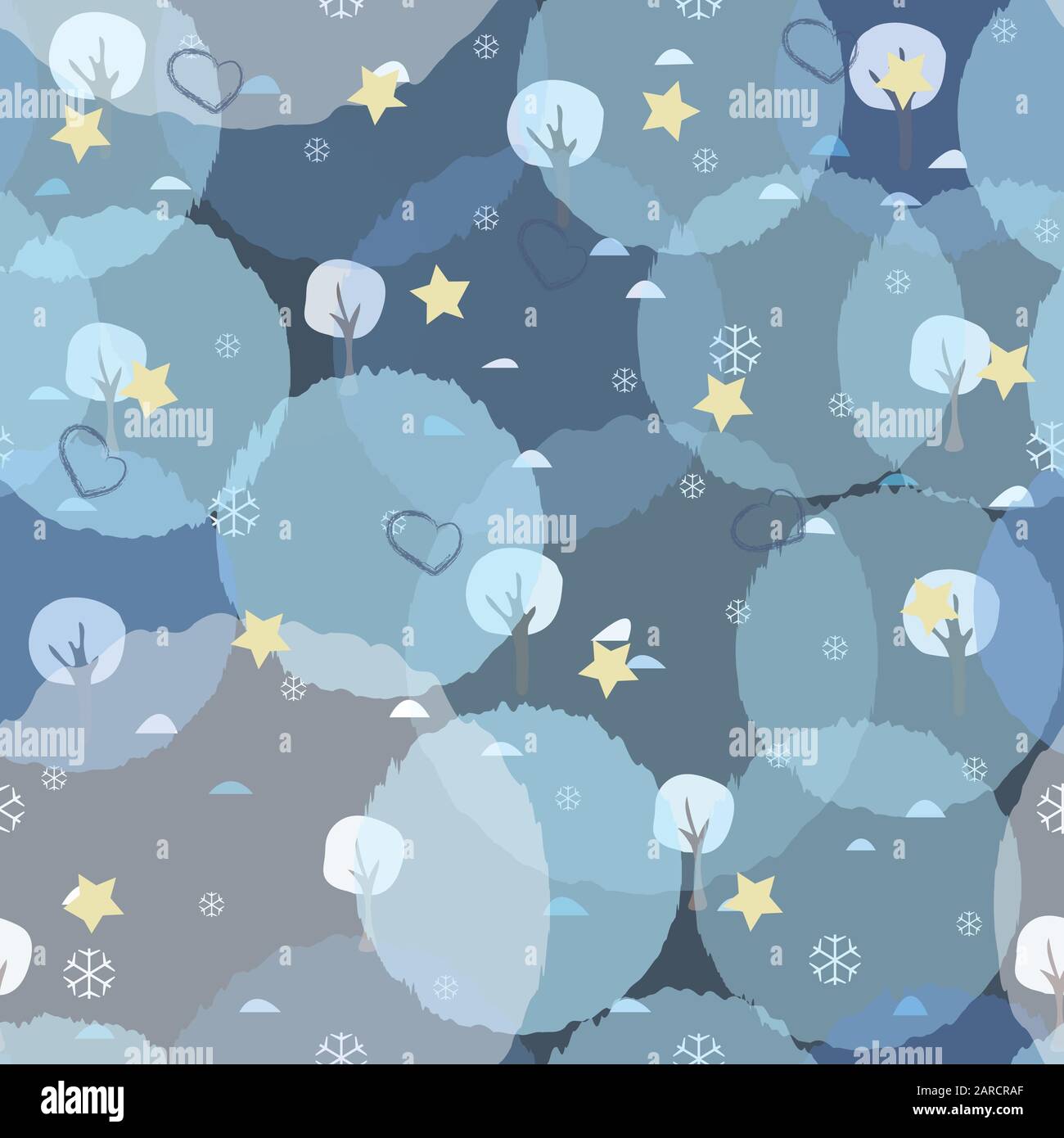 Seamless tree pattern on black background. Vector Illustration Stock ...