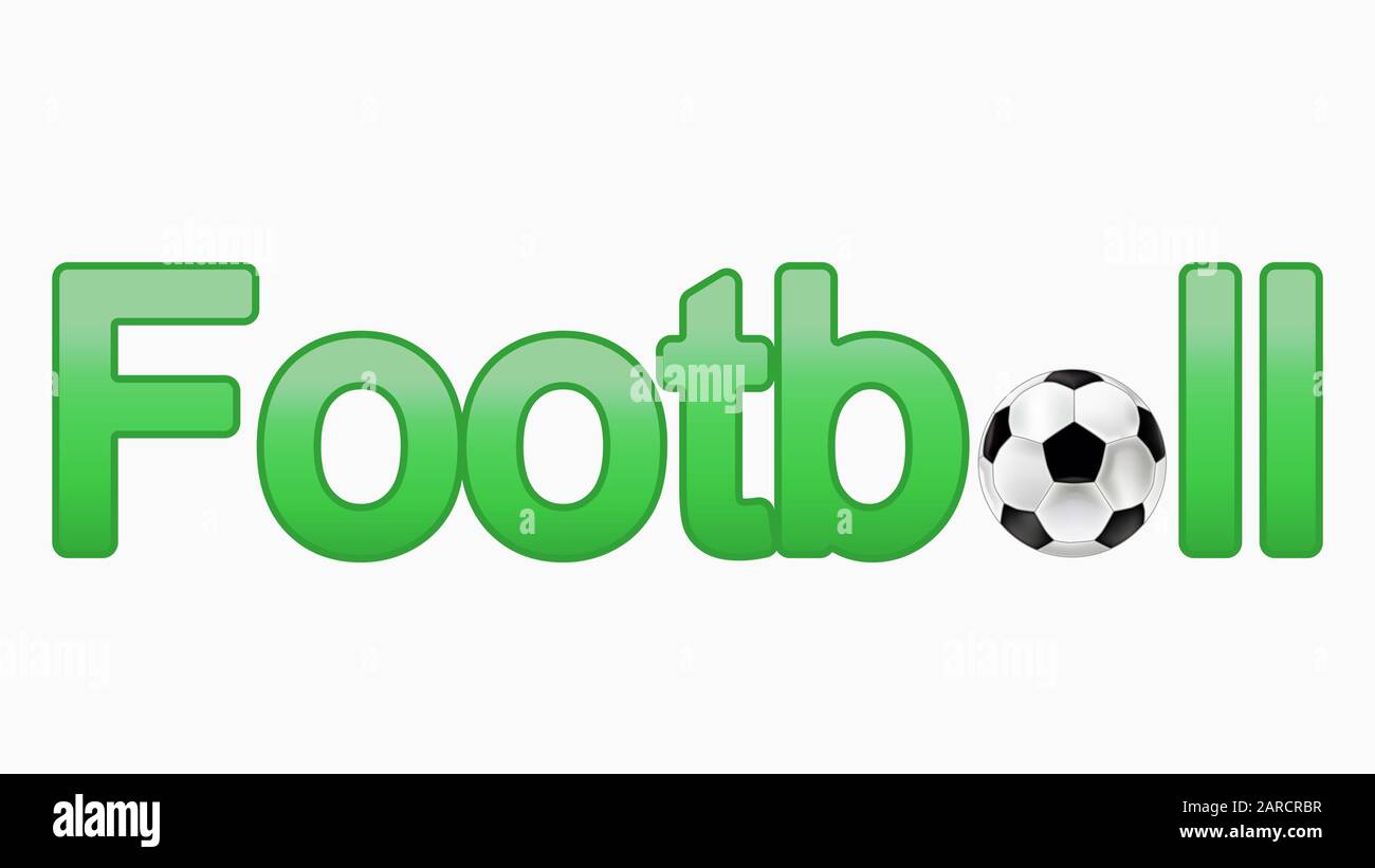 Stylish illustration of the inscription of the word football. Green ...