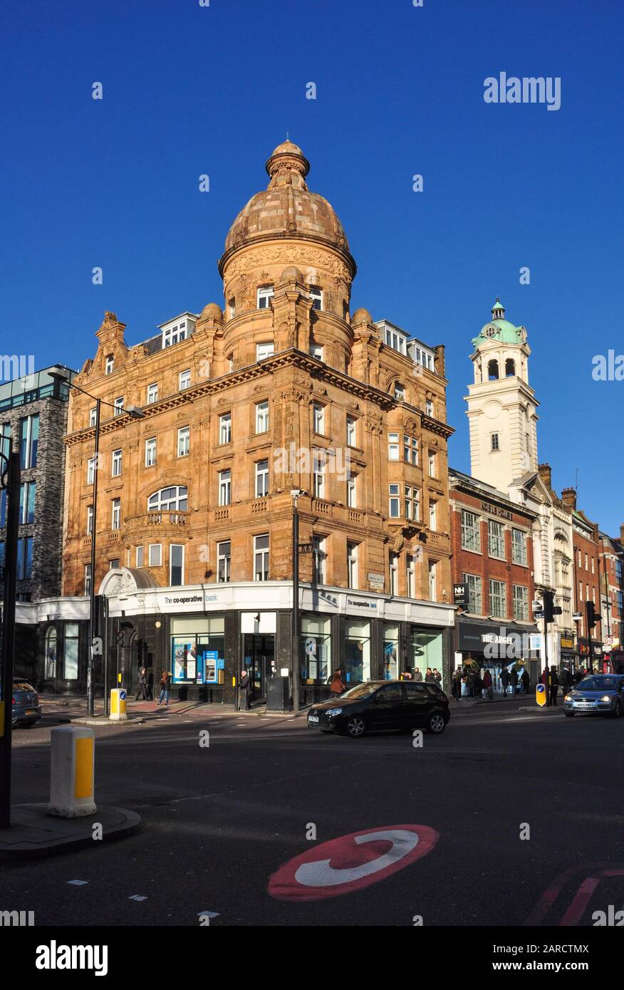 Angel Corner House and road junction, Islington, London, England, UK ...