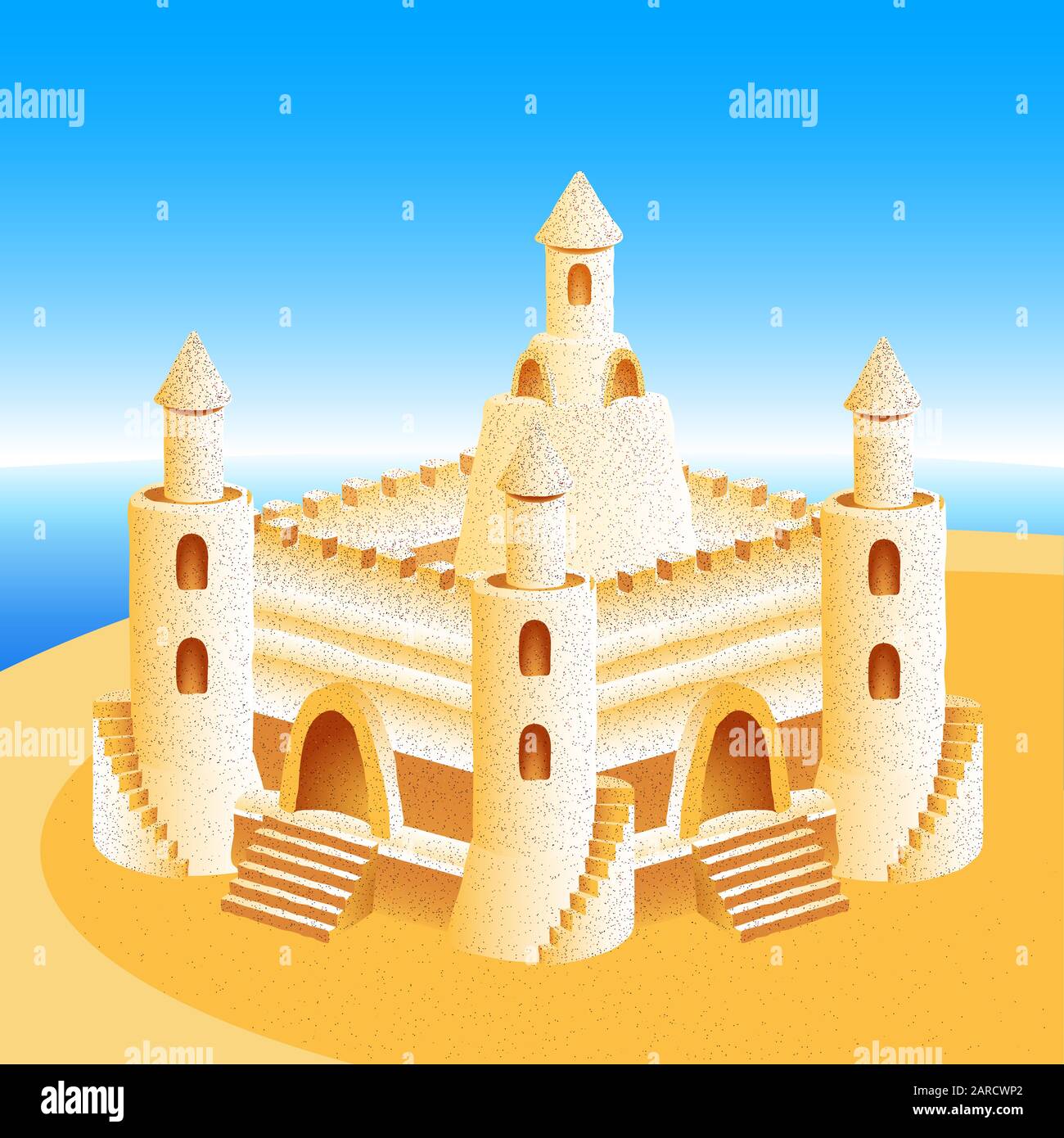 Sandcastle on beach Stock Vector Images - Alamy