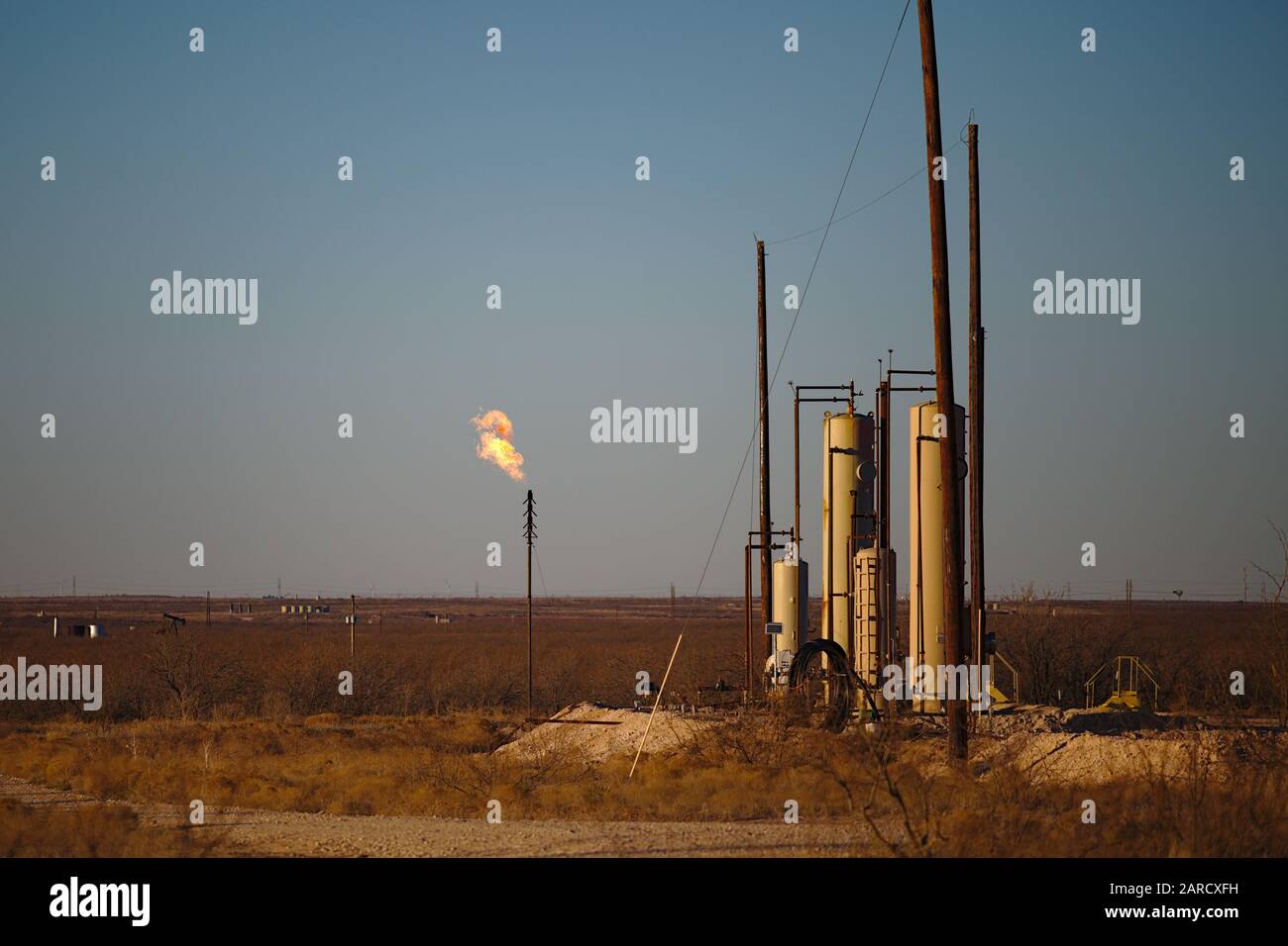 Permian Basin Gas Flare - Burning excess natural gas at a crude oil ... Permian Basin Gas Flare - Burning excess natural gas at a crude oil ...