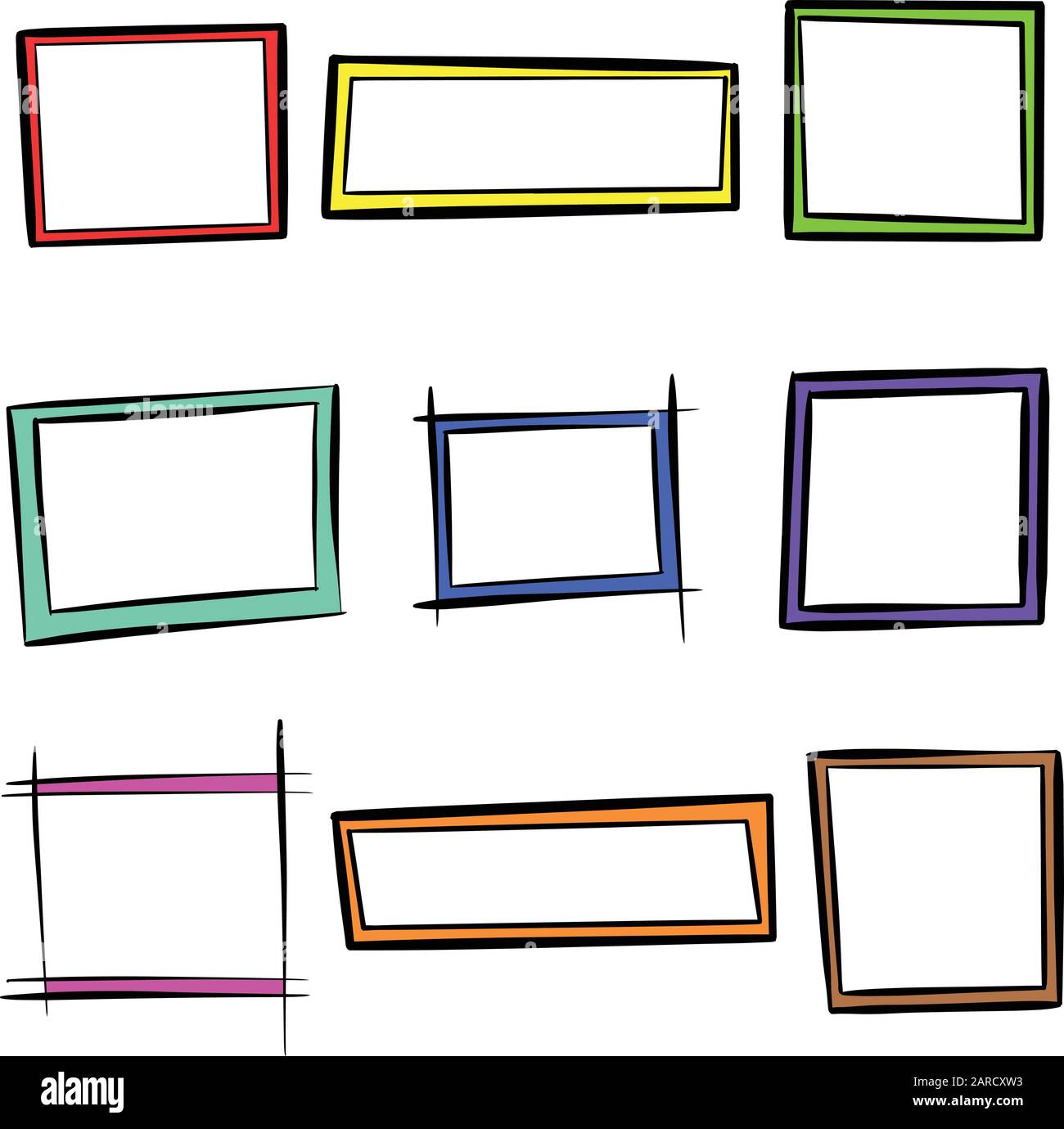 A Collection of Cartoon Style Vector Illustration Frames or Borders ...