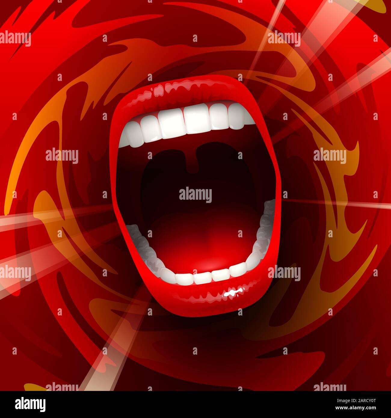 Open mouth with teeth; Screaming shouting singing yawning mouth; Jaw ...