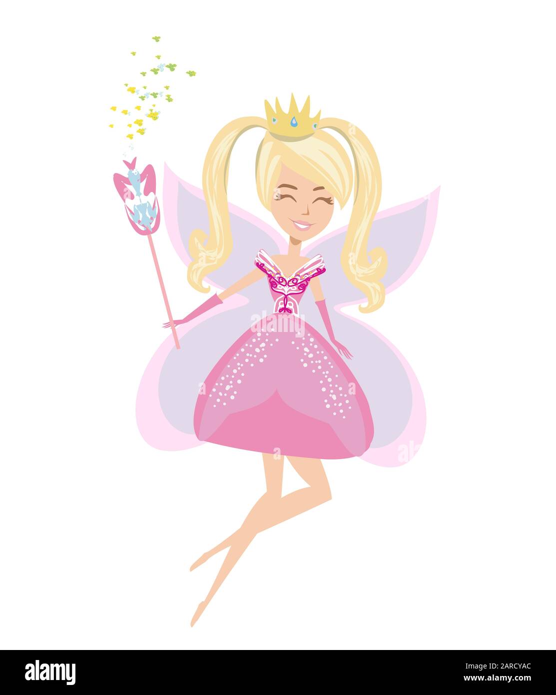 Beautiful fairy with magic wand - isolated illustration Stock Photo - Alamy