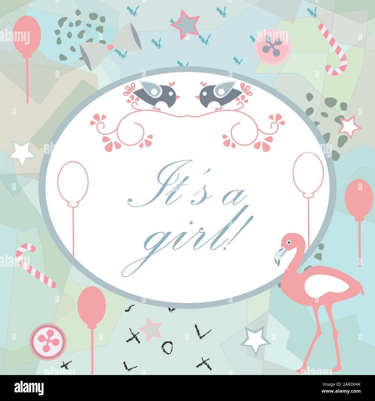 It's a girl announcement. Baby Shower Collection. Vector Illustration ...