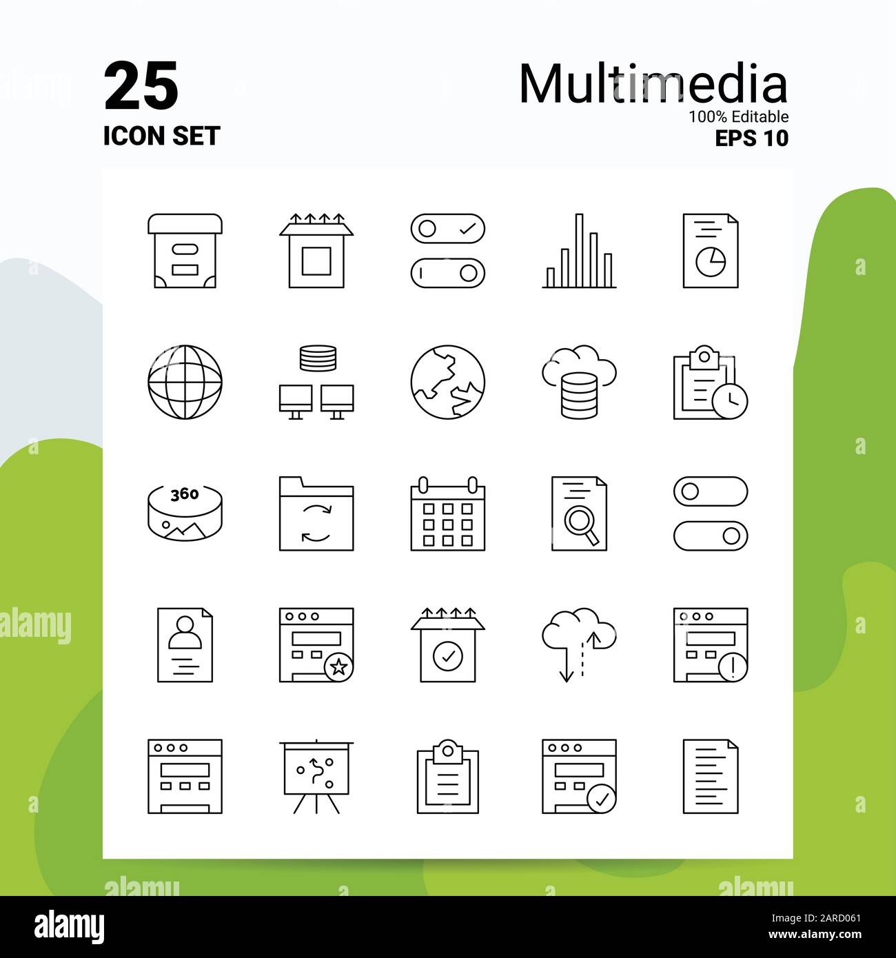 25 Multimedia Icon Set. 100% Editable EPS 10 Files. Business Logo Concept Ideas Line icon design ...