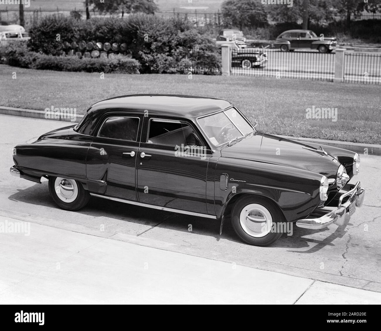 1950s 1951 STUDEBAKER COMMANDER FOUR DOOR SEDAN PARKED ON SUBURBAN ...