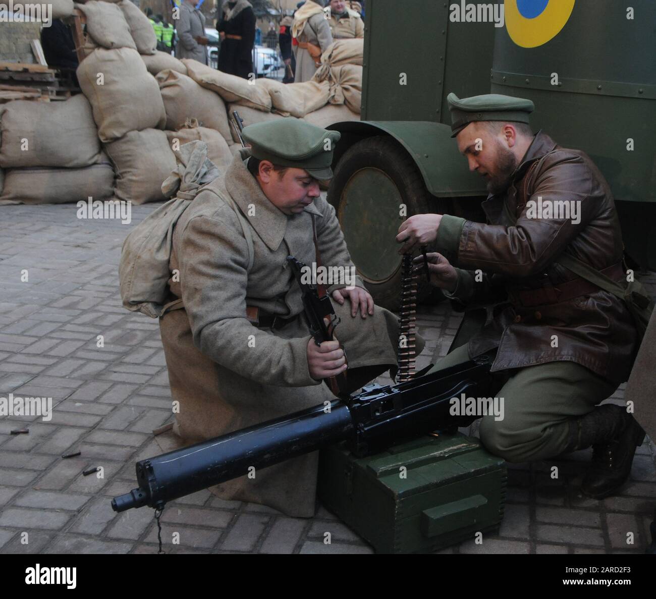 Participants take part in the reconstruction of the battle for the ...