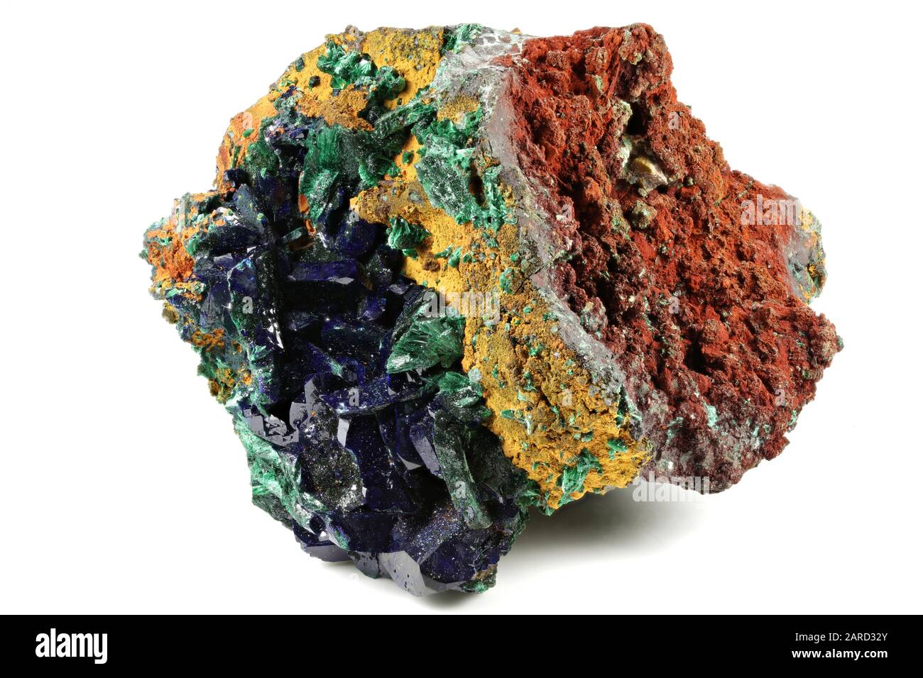 azurite & malachite from Anhui, China isolated on white background ...