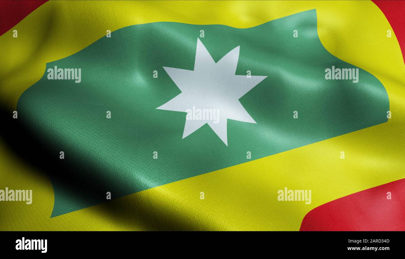 3D Waving Colombia City Flag of El Carmen de Bolivar Closeup View Stock ...