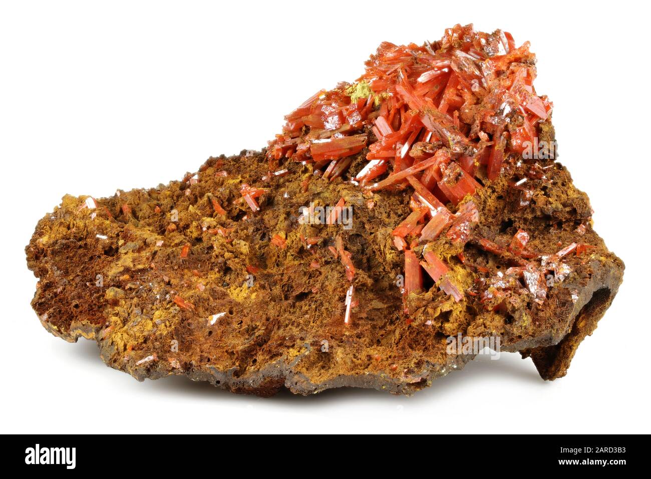 crocoite from Adelaide Mine, Australia isolated on white background ...