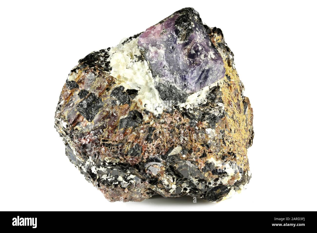 sapphire on matrix from Amboarohy, Madagascar isolated on white ...