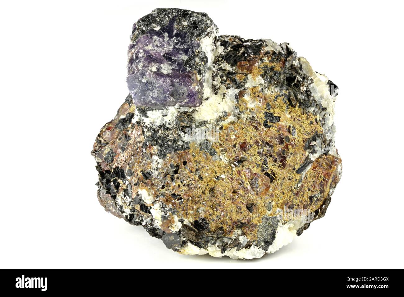 sapphire on matrix from Amboarohy, Madagascar isolated on white ...