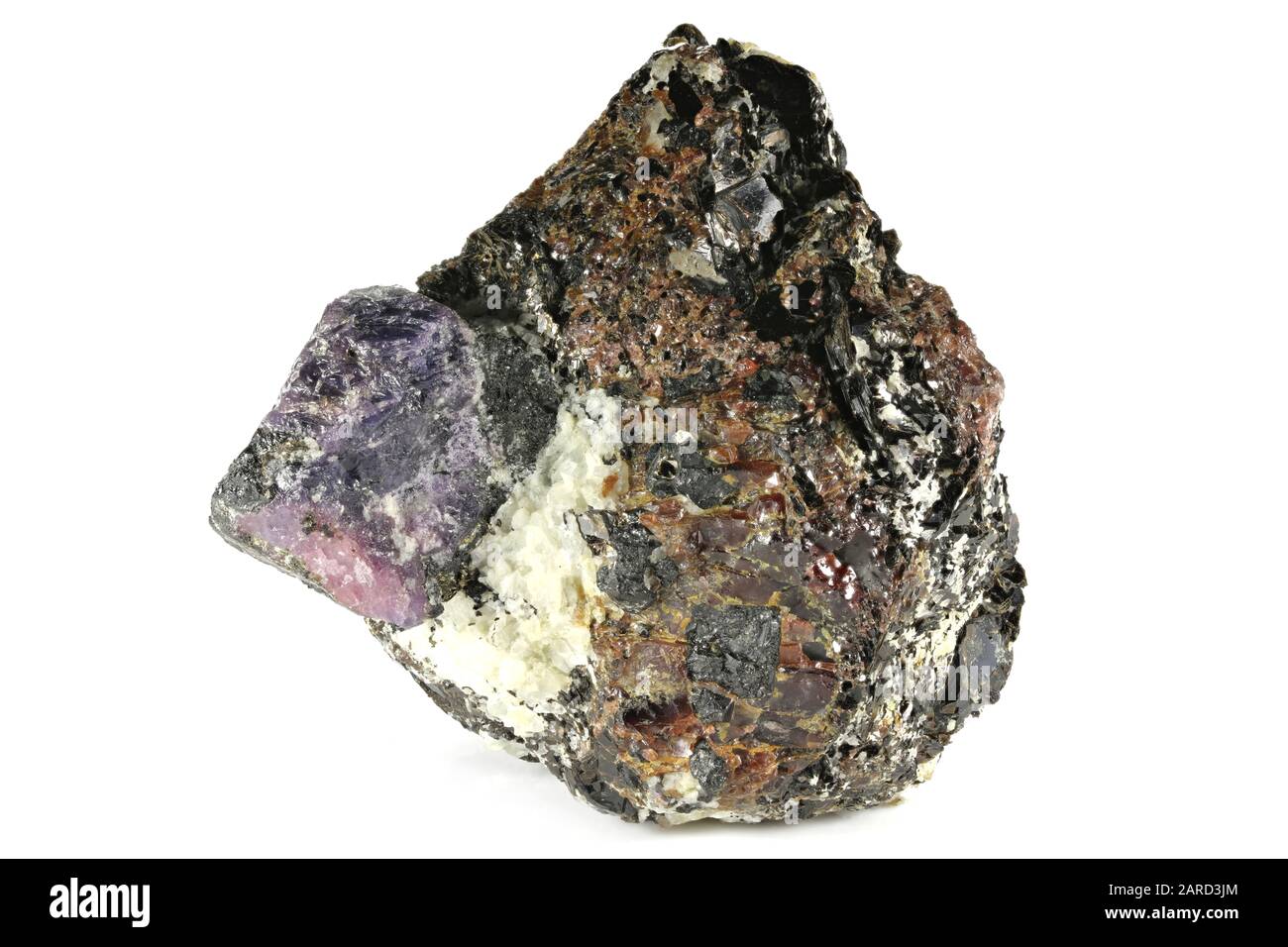 sapphire on matrix from Amboarohy, Madagascar isolated on white ...