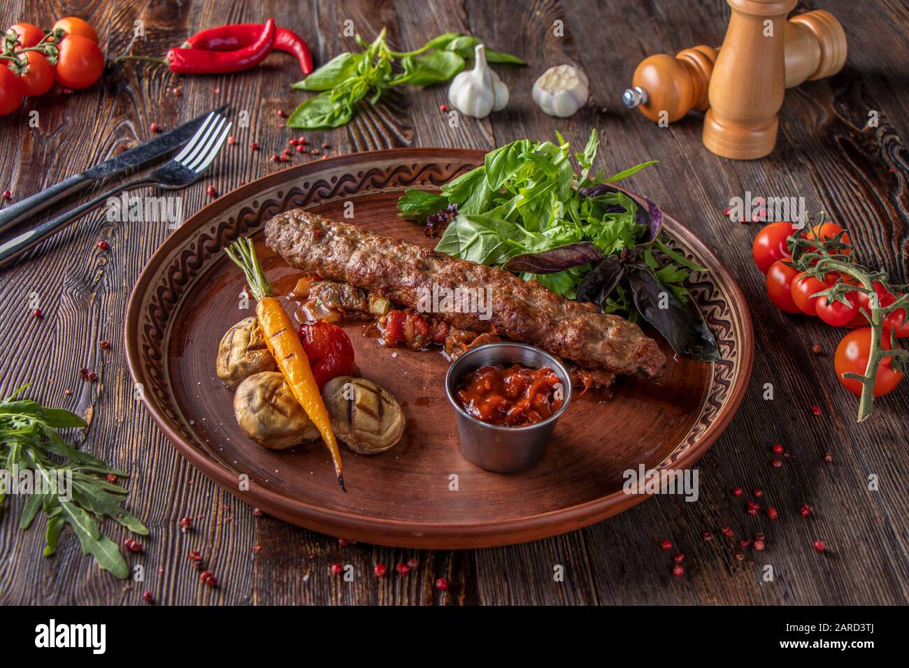 Turkish and Arabic Traditional Ramadan mix kebab plate, Kebab beef with ...