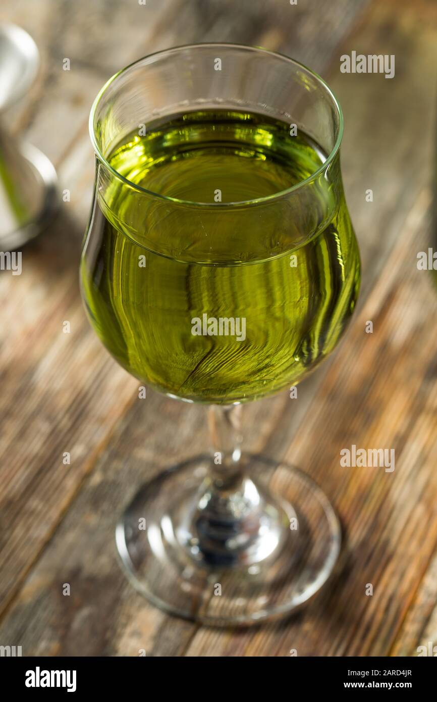 Organic Green Chartreuese Liqueur in a Glass Stock Photo - Alamy