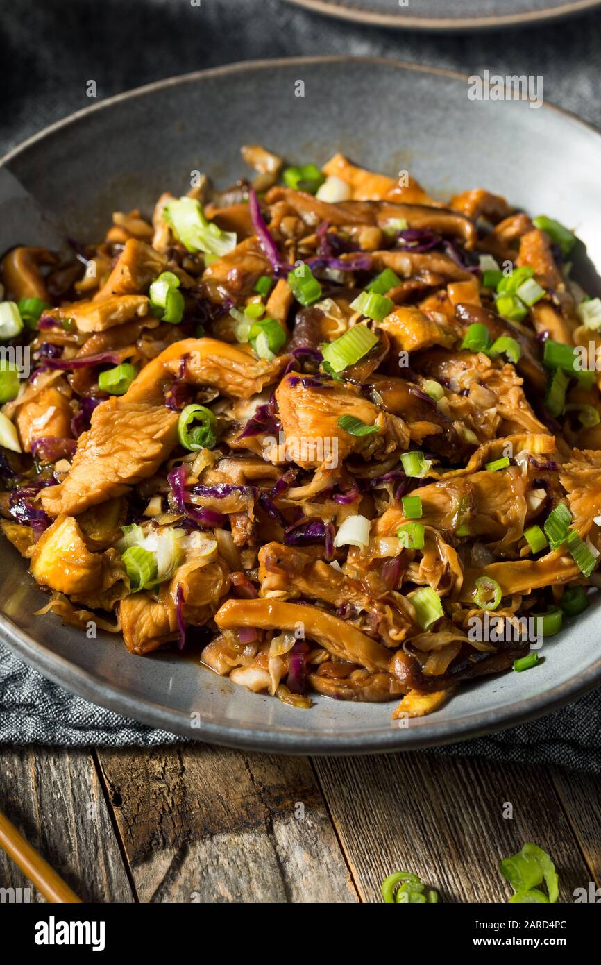 Homemade Chinese Mu Shu Pork with Scallions and Cabbage Stock Photo - Alamy