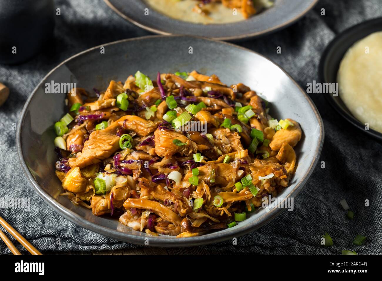 Homemade Chinese Mu Shu Pork with Scallions and Cabbage Stock Photo - Alamy