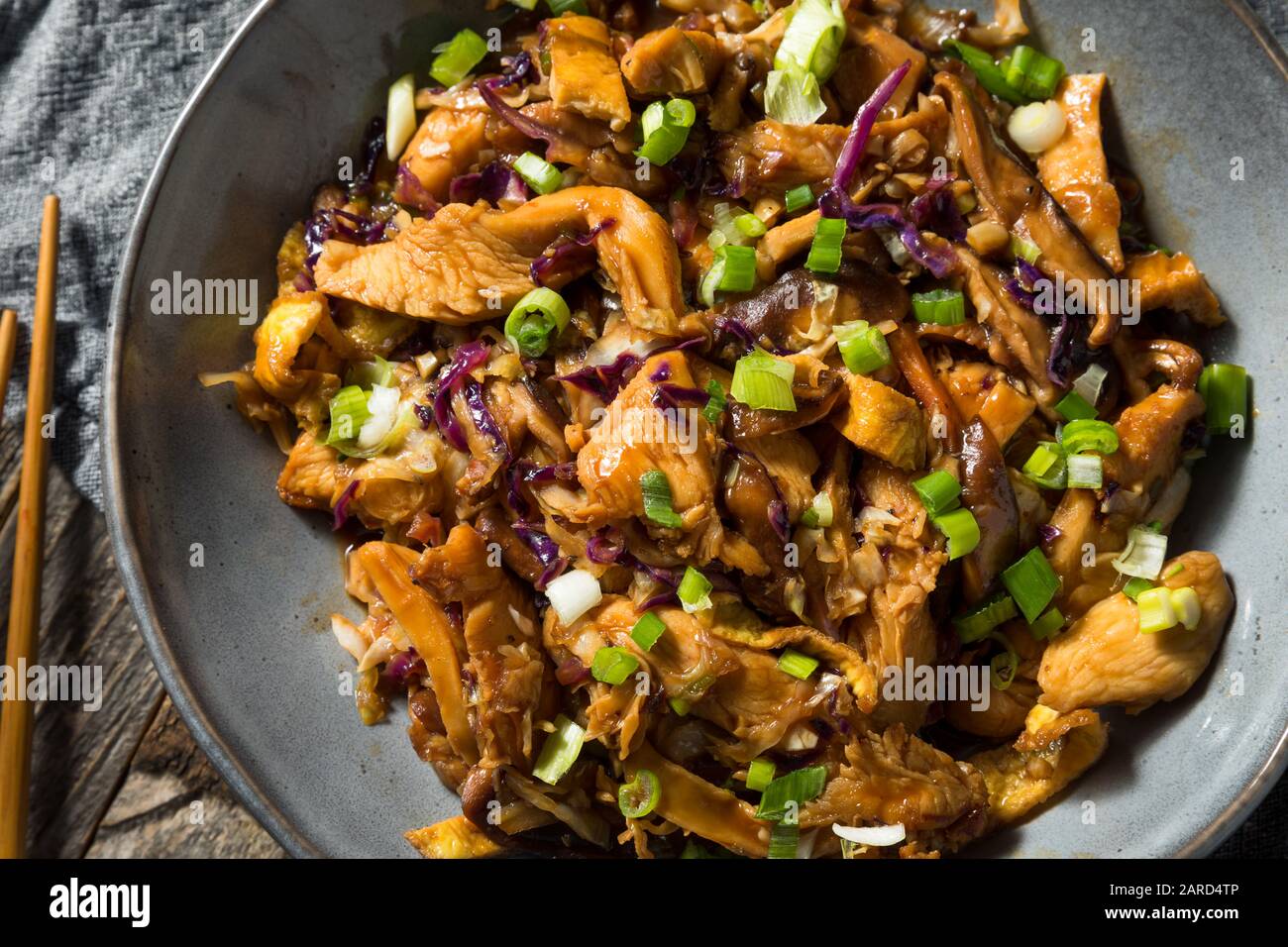 Homemade Chinese Mu Shu Pork with Scallions and Cabbage Stock Photo - Alamy