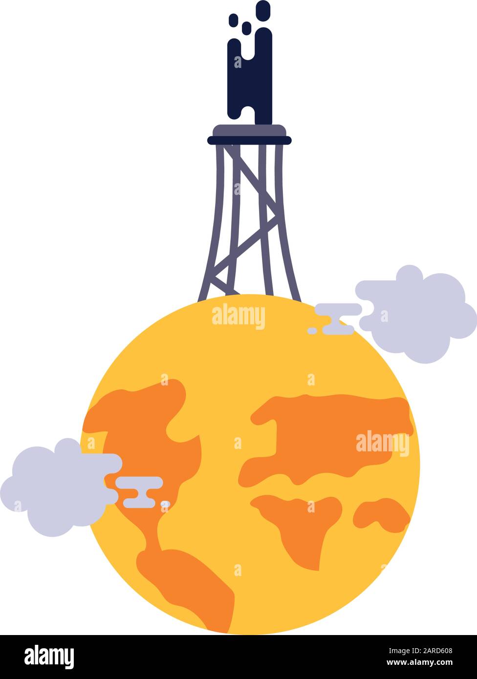 Refinery over world with smoke design, Pollution factory environment ...